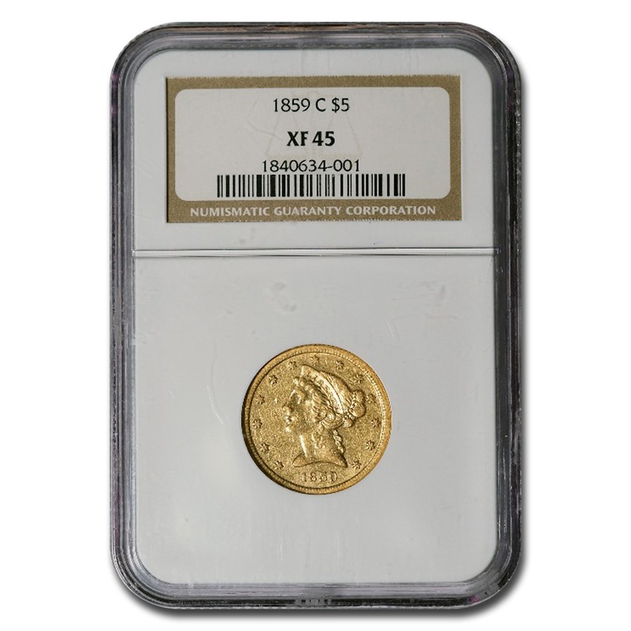 Buy 1859-C $5 Liberty Gold Half Eagle XF-45 NGC | APMEX
