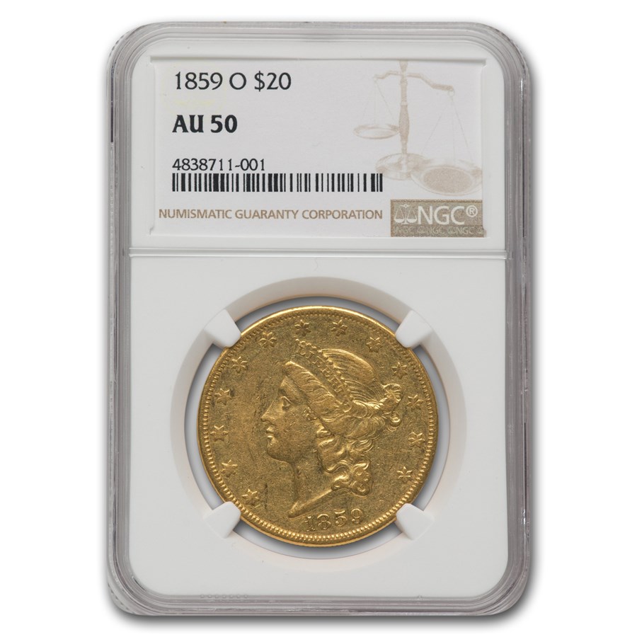 Buy 1859-O $20 Liberty Gold Double Eagle AU-50 NGC | APMEX