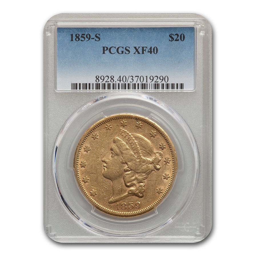 Buy 1859-S $20 Liberty Gold Double Eagle XF-40 PCGS | APMEX