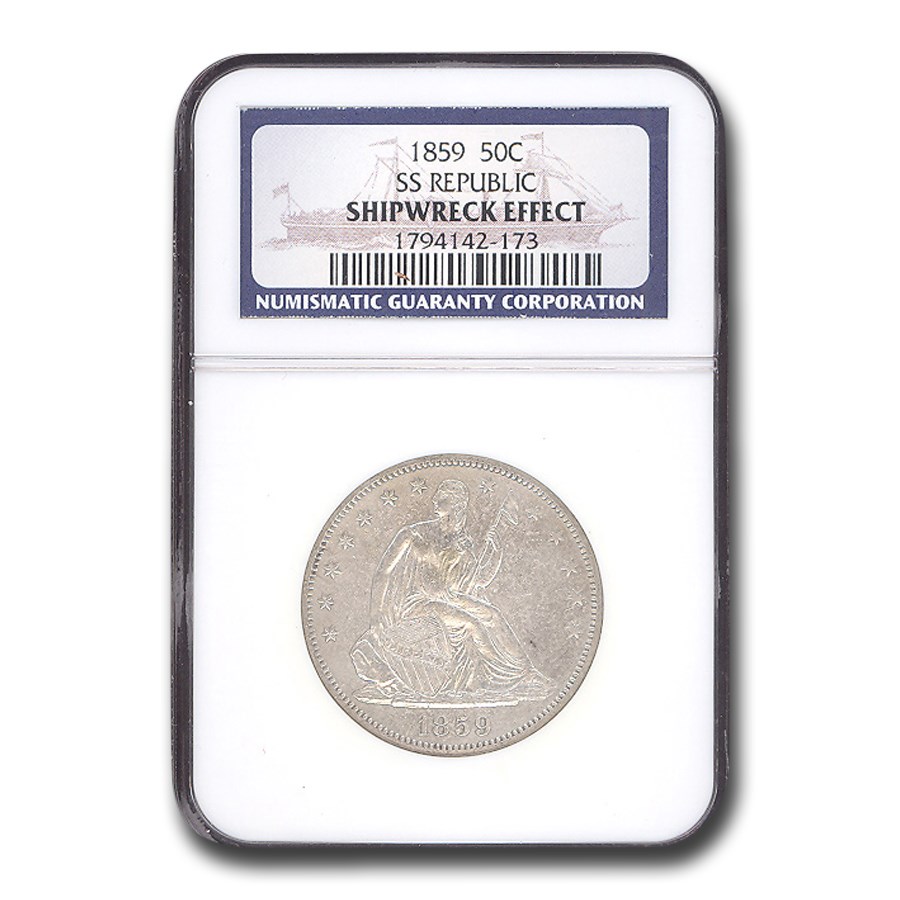 Buy 1859 Seated Half Dollar Shipwreck Effect NGC (SS-Republic) | APMEX