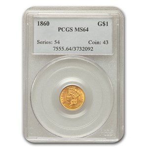 Buy 1860 $1 Gold Dollar MS-64 PCGS | APMEX