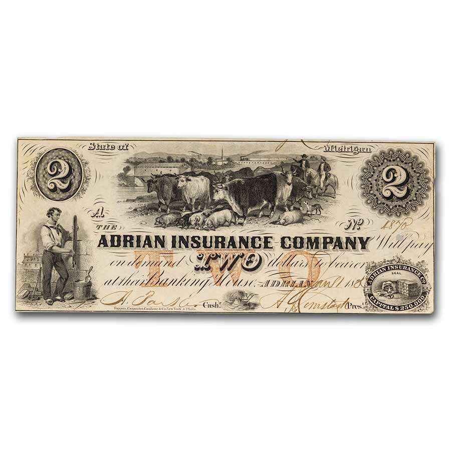 Buy 1860 $2.00 Adrian Insurance Company Adrain, MI XF (Details) | APMEX