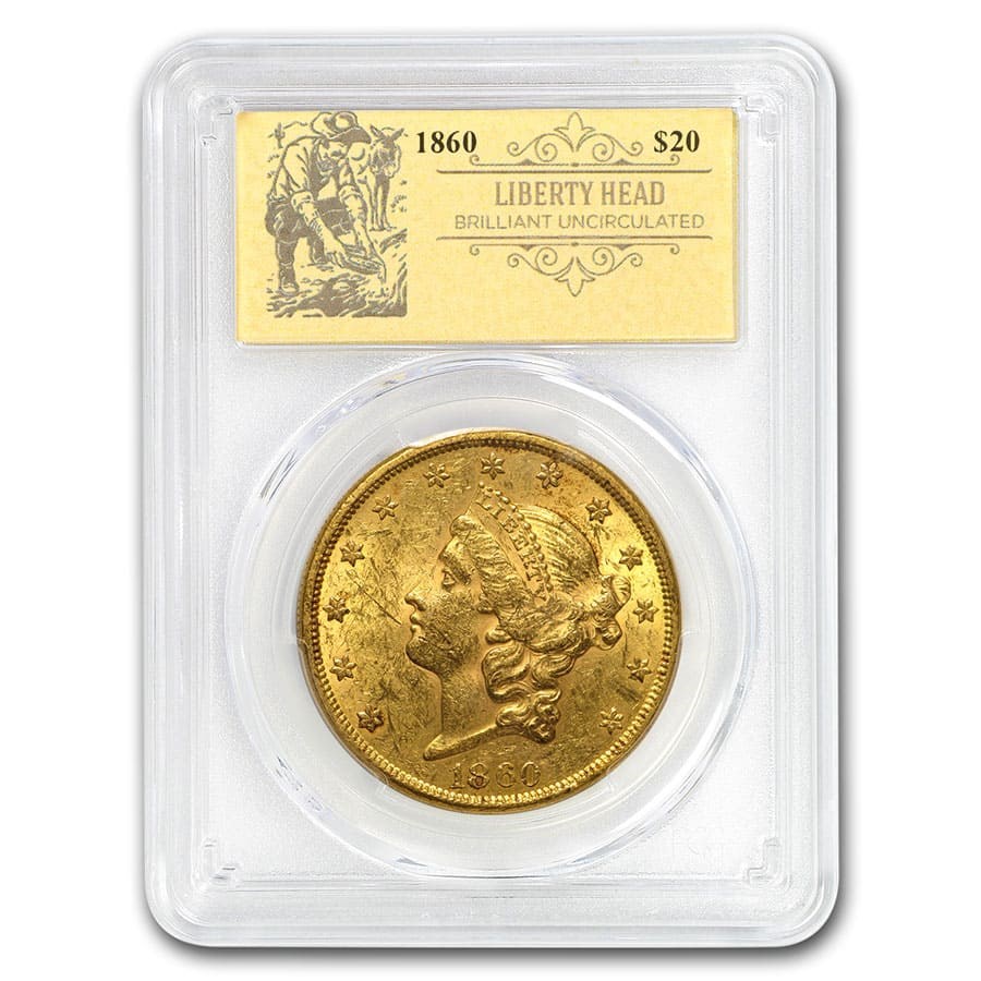 Buy 1860 $20 Liberty Gold Double Eagle BU PCGS (Prospector Label) | APMEX