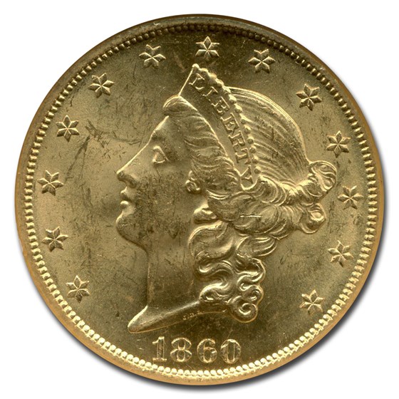 Buy 1860 $20 Liberty Gold Double Eagle MS-62 NGC (SS Republic) | APMEX