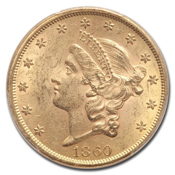 Buy 1860 $20 Liberty Gold Double Eagle MS-62 PCGS | APMEX