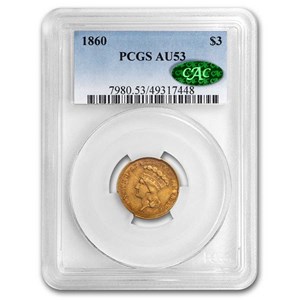 Buy 1860 $3 Gold Princess AU-53 PCGS CAC | APMEX