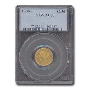 1860-C $2.50 Liberty Gold Quarter Eagle AU-50 PCGS