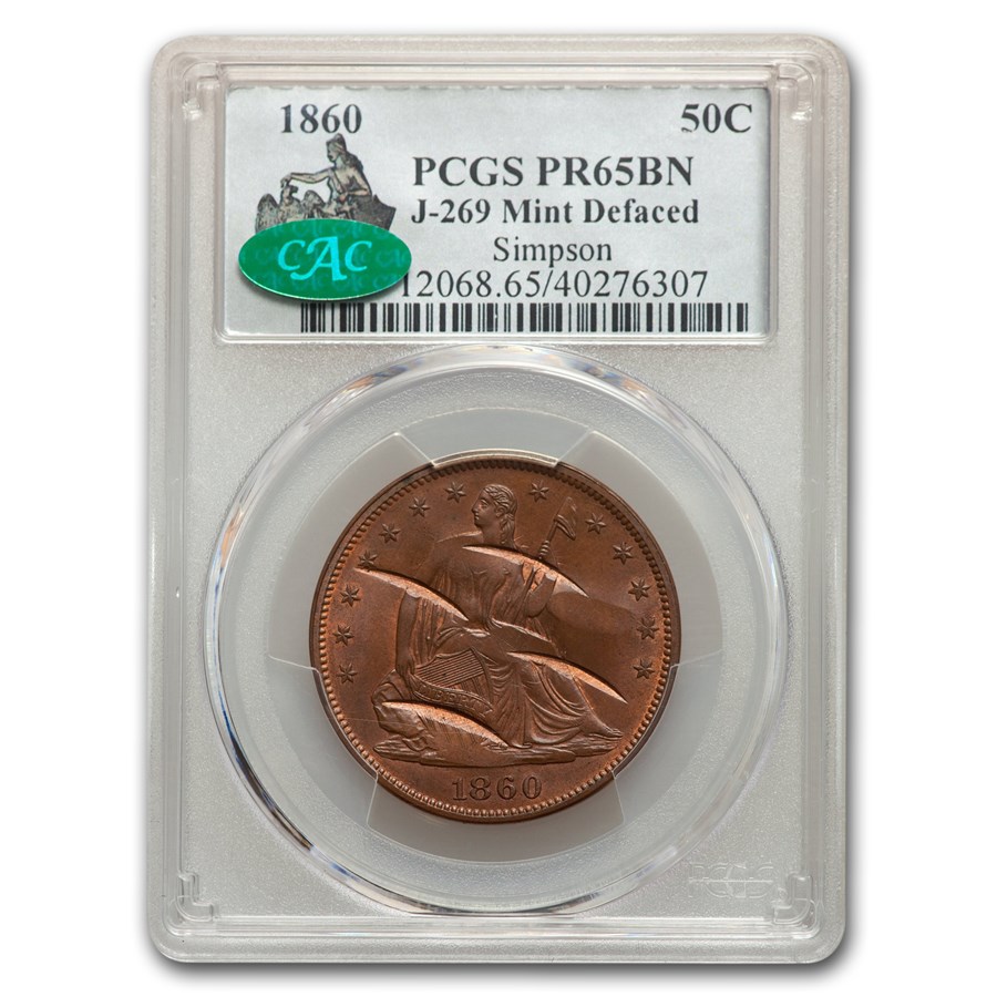 Buy 1860 Half Dollar Pattern PR-65 CAC Brown | APMEX