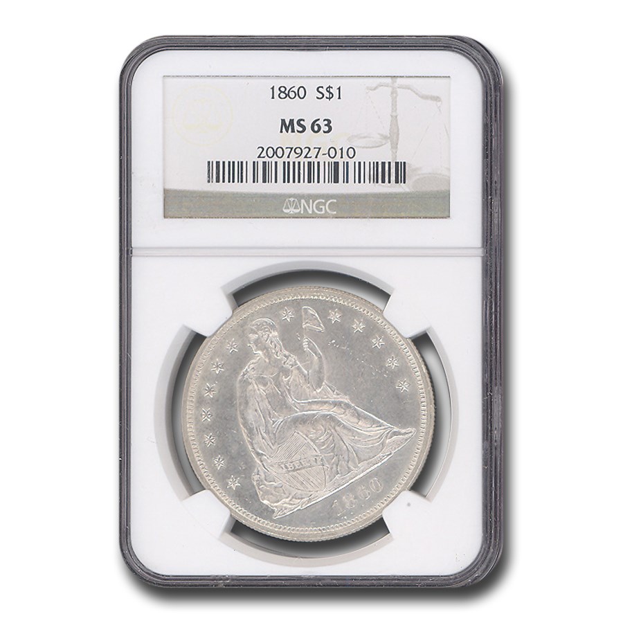 1860 Liberty Seated Dollar MS-63 NGC