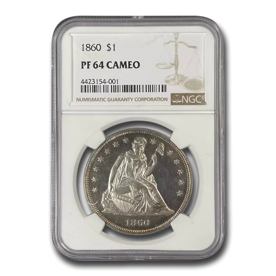 Buy 1860 Liberty Seated Dollar PF-64 Cameo NGC | APMEX