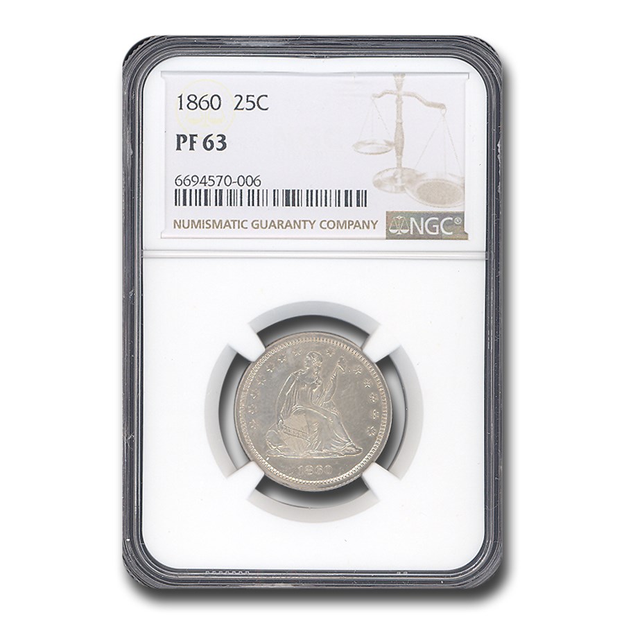 1860 Liberty Seated Quarter PF-63 NGC