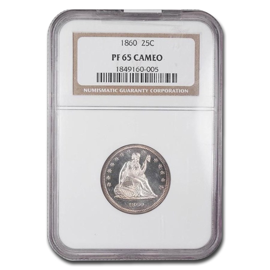 Buy 1860 Liberty Seated Quarter PF-65 Cameo NGC | APMEX