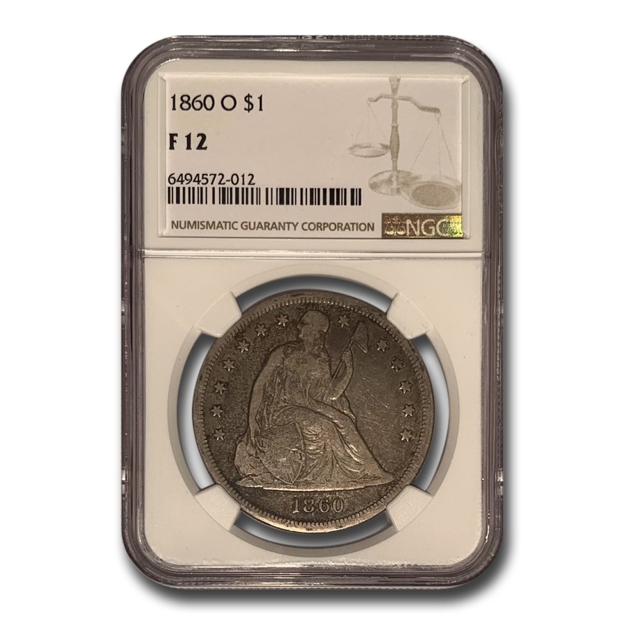 Buy 1860-O Liberty Seated Dollar Fine-12 NGC | APMEX