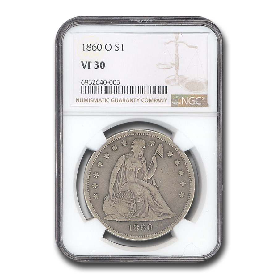 Buy 1860-O Liberty Seated Dollar VF-30 NGC | APMEX