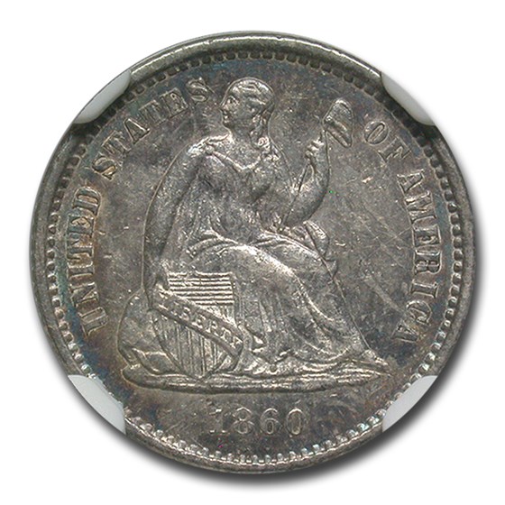 Buy 1860-O Liberty Seated Half Dime AU-58 NGC | APMEX