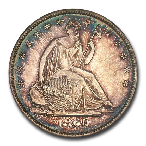 Buy 1860-O Liberty Seated Half Dollar AU-58+ NGC | APMEX