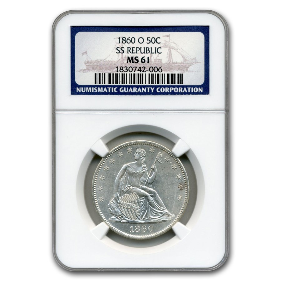 Buy 1860-O Liberty Seated Half Dollar MS-61 NGC (SS Republic) | APMEX