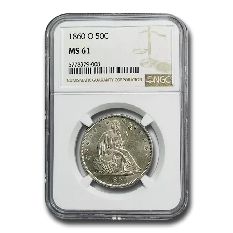 Buy 1860-O Seated Liberty Half Dollar MS-61 NGC | APMEX