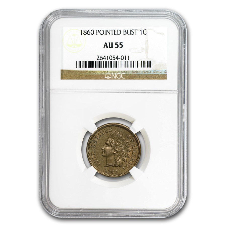 Buy 1860 Pointed Bust Indian Head Cent AU-55 NGC | APMEX