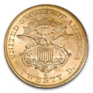 Buy 1860-S $20 Liberty Gold Double Eagle AU-58 NGC (SS Republic) | APMEX
