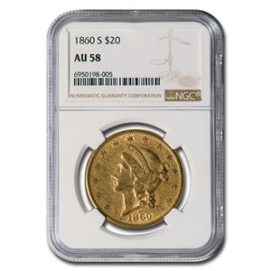 Buy 1860-S $20 Liberty Gold Double Eagle AU-58 NGC | APMEX