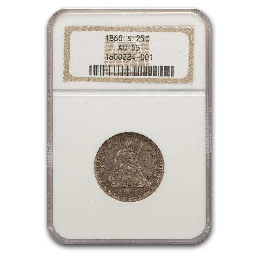 Buy 1860-S Liberty Seated Quarter AU-55 NGC | APMEX