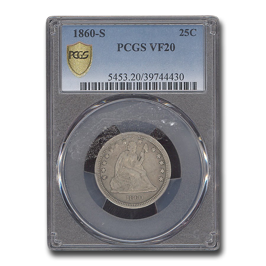 Buy 1860-S Liberty Seated Quarter VF-20 PCGS | APMEX