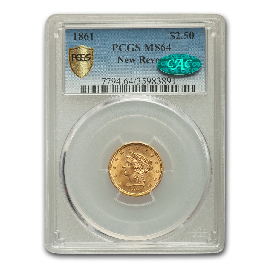 Buy 1861 $2.50 Liberty Gold Quarter Eagle MS-64 PCGS CAC (New Rev) | APMEX