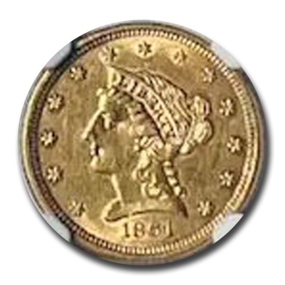 Buy 1861 $2.50 Liberty Gold Quarter Eagle Type 2 AU-58 NGC | APMEX
