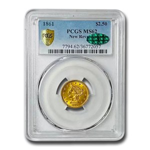 Buy 1861 $2.50 Liberty Gold Quarter Eagle Type 2 MS-62 PCGS CAC | APMEX