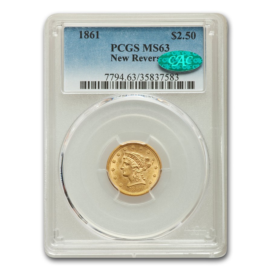 Buy 1861 $2.50 Liberty Gold Quarter Eagle Type 2 MS-63 PCGS CAC | APMEX