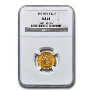 Buy 1861 $2.50 Liberty Gold Quarter Eagle Type 2 MS-65 NGC | APMEX