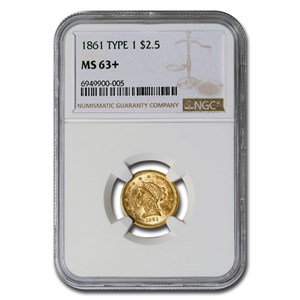 Buy 1861 Liberty Gold Quarter Eagle T-1 MS-63+ NGC | APMEX