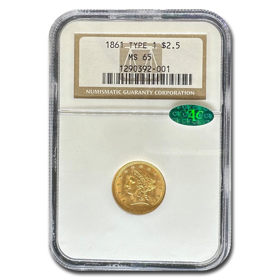 Buy 1861 Liberty Gold Quarter Eagle Type-I MS-65 CAC | APMEX