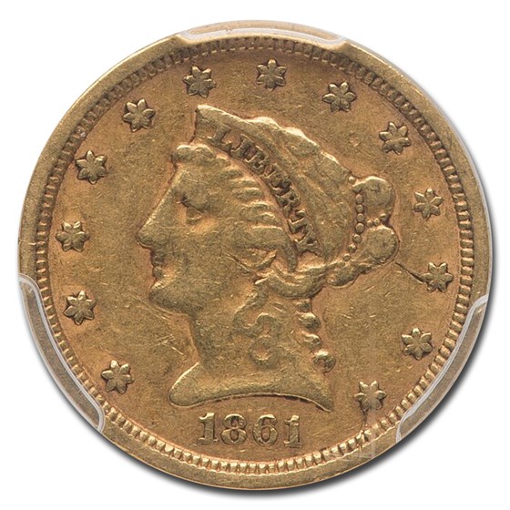 1861 $2.50 Liberty Gold Quarter Eagle VF-30 PCGS (New Reverse)