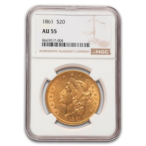 Buy 1861 $20 Liberty Gold Double Eagle AU-55 NGC | APMEX
