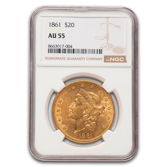 Buy 1861 $20 Liberty Gold Double Eagle AU-55 NGC | APMEX