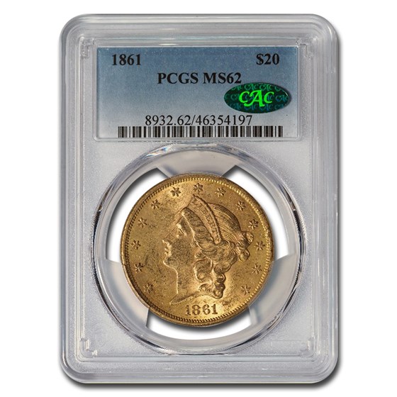 Buy 1861 $20 Liberty Gold Double Eagle MS-62 PCGS CAC | APMEX