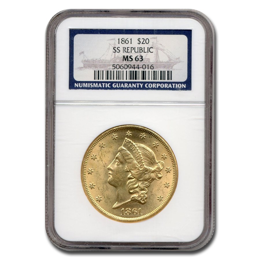 Buy 1861 $20 Liberty Gold Double Eagle MS-63 NGC (SS Republic) | APMEX