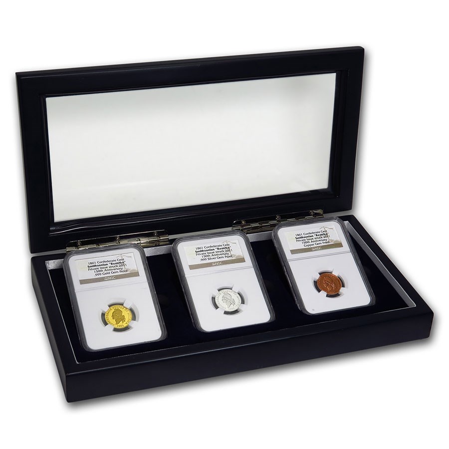 Buy 1861 Confederate Cent Smithsonian Restrike Proof 3 Coin Set NGC | APMEX