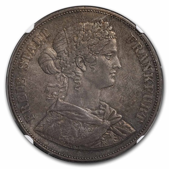 1861 German States Frankfurt am Main Silver 2 Thaler AU-55 NGC