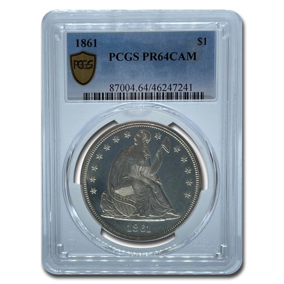 Buy 1861 Liberty Seated Dollar PR-64 Cameo PCGS | APMEX
