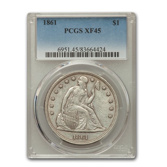 Buy 1861 Liberty Seated Dollar XF-45 PCGS | APMEX