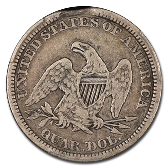 1861 Liberty Seated Quarter Fine-15 PCGS (1% Curved Clip)