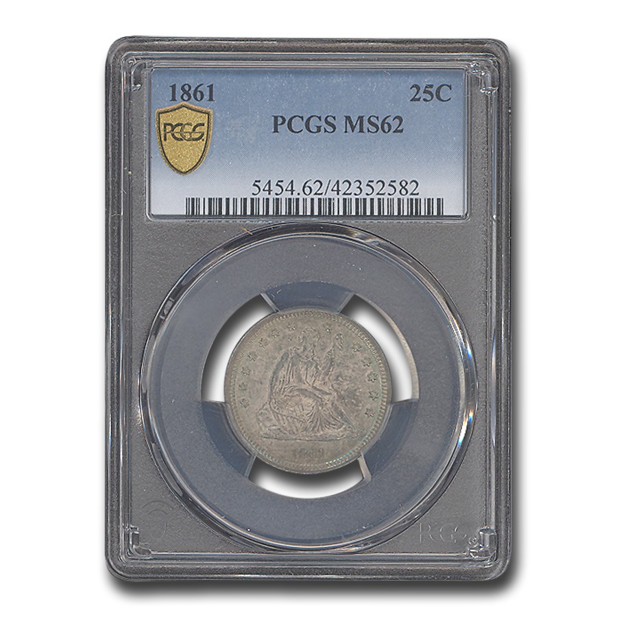 Buy 1861 Liberty Seated Quarter MS-62 PCGS | APMEX