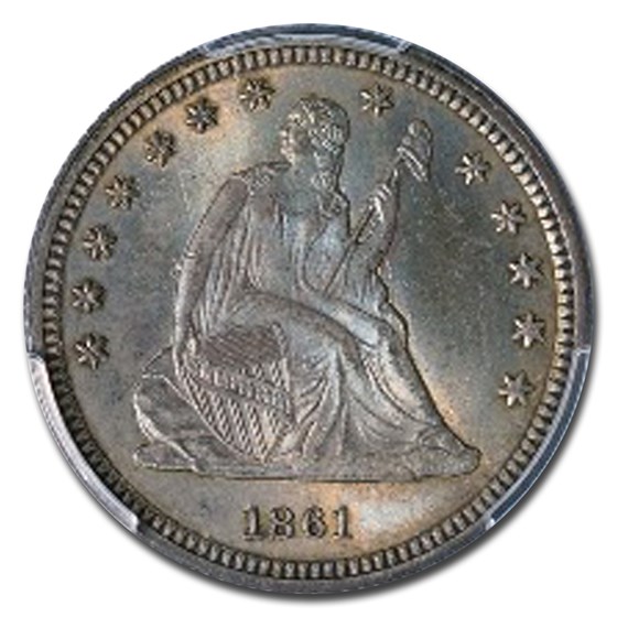 1861 Liberty Seated Quarter MS-66 PCGS
