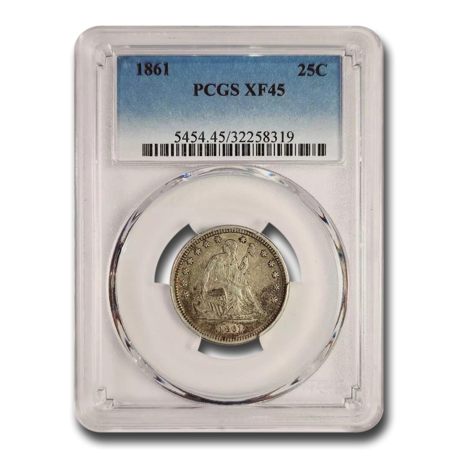 Buy 1861 Liberty Seated Quarter XF-45 PCGS | APMEX
