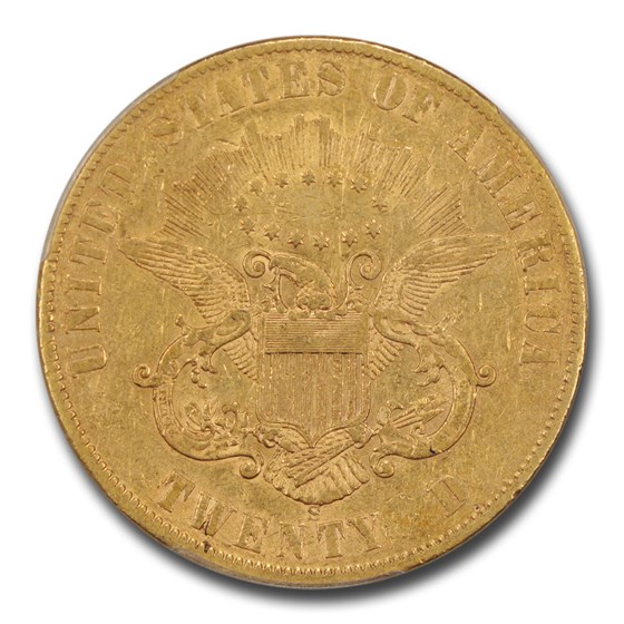 Buy 1861-S $20 Liberty Gold Double Eagle AU-50 PCGS (Paquet Rev) | APMEX