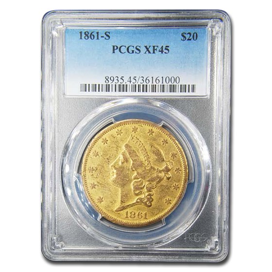 Buy 1861-S $20 Liberty Gold Double Eagle XF-45 PCGS | APMEX