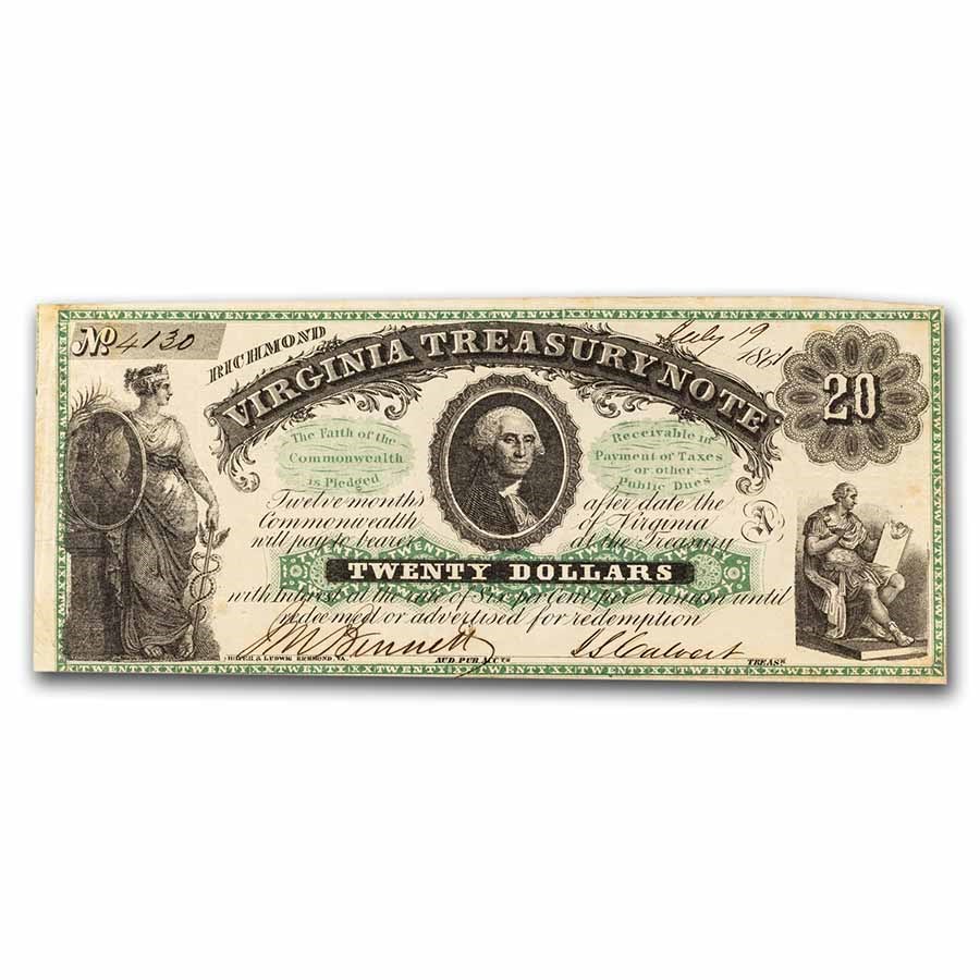 Buy 1861 Virginia Treasury Note $20 XF (Cr#3) | APMEX